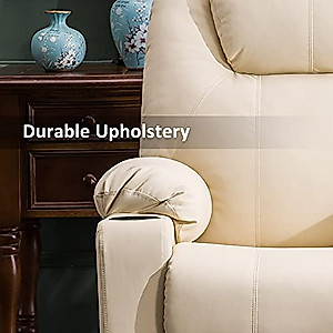 MCombo Large Power Lift Recliner Chair with Massage and Heat for Elderly Big and Tall People, 3 Positions, 2 Side Pockets, and Cup Holders, USB Ports, Faux Leather 7516 (Large, Cream White)