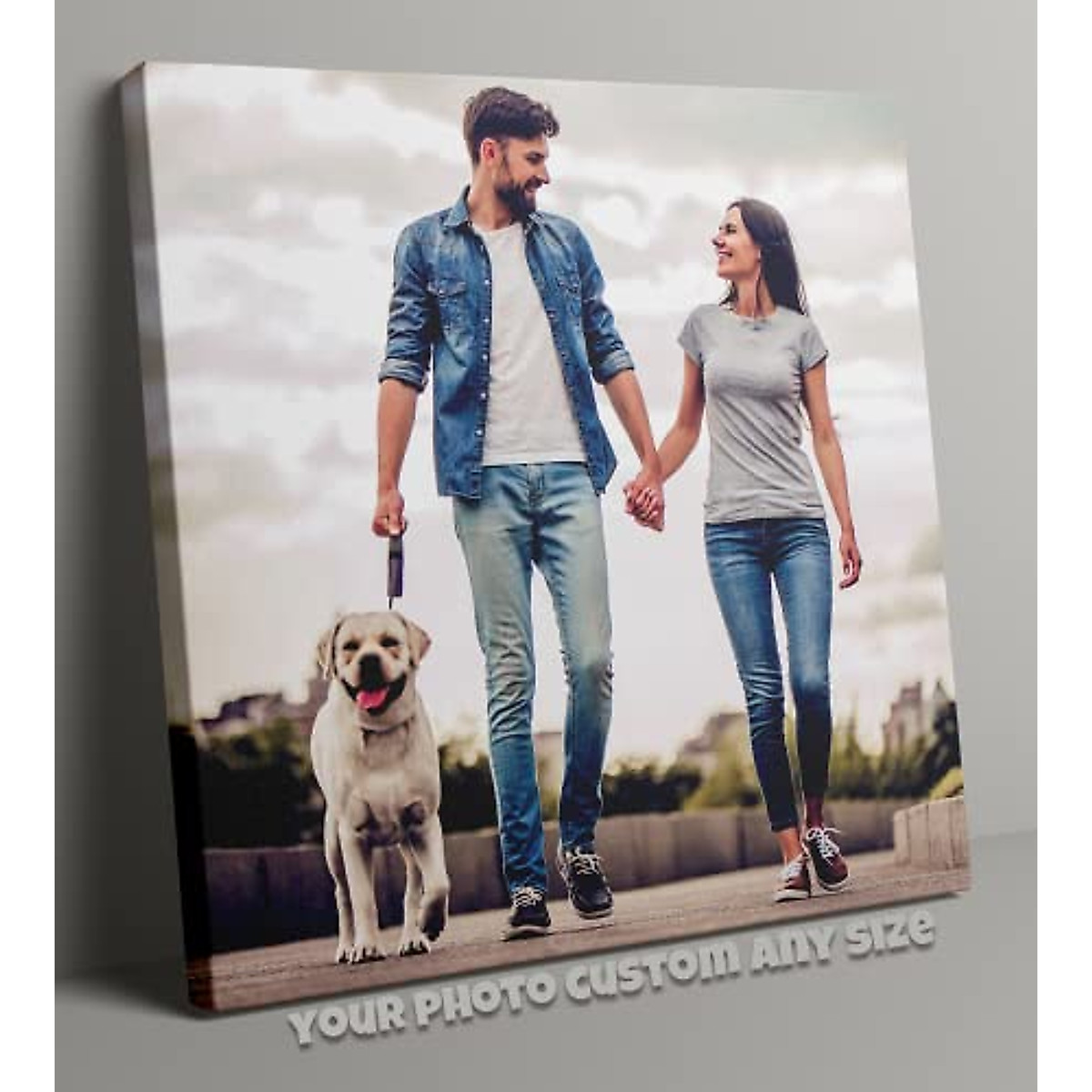 Woaiting Custom Canvas Prints Your Own Photos wall decor for men,boyfriend gift,Personalized Canvas Wall Art Frame Create Wedding, Baby, Pet, Family (White, 8x8)