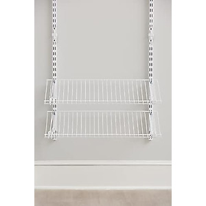 Rubbermaid Customizable Wall Mount Shoe Shelf, White, for Home/House/Closet/Laundry/Linen Organization
