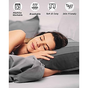 Edwiinsa Black Grey Ombre Pillow Covers King Standard Set of 2 20x36 Bed Pillow, Farmhouse Rustic White Wooden Striped Plush Soft Comfort for Hair/Skin Cooling Pillowcases with Envelop Closure