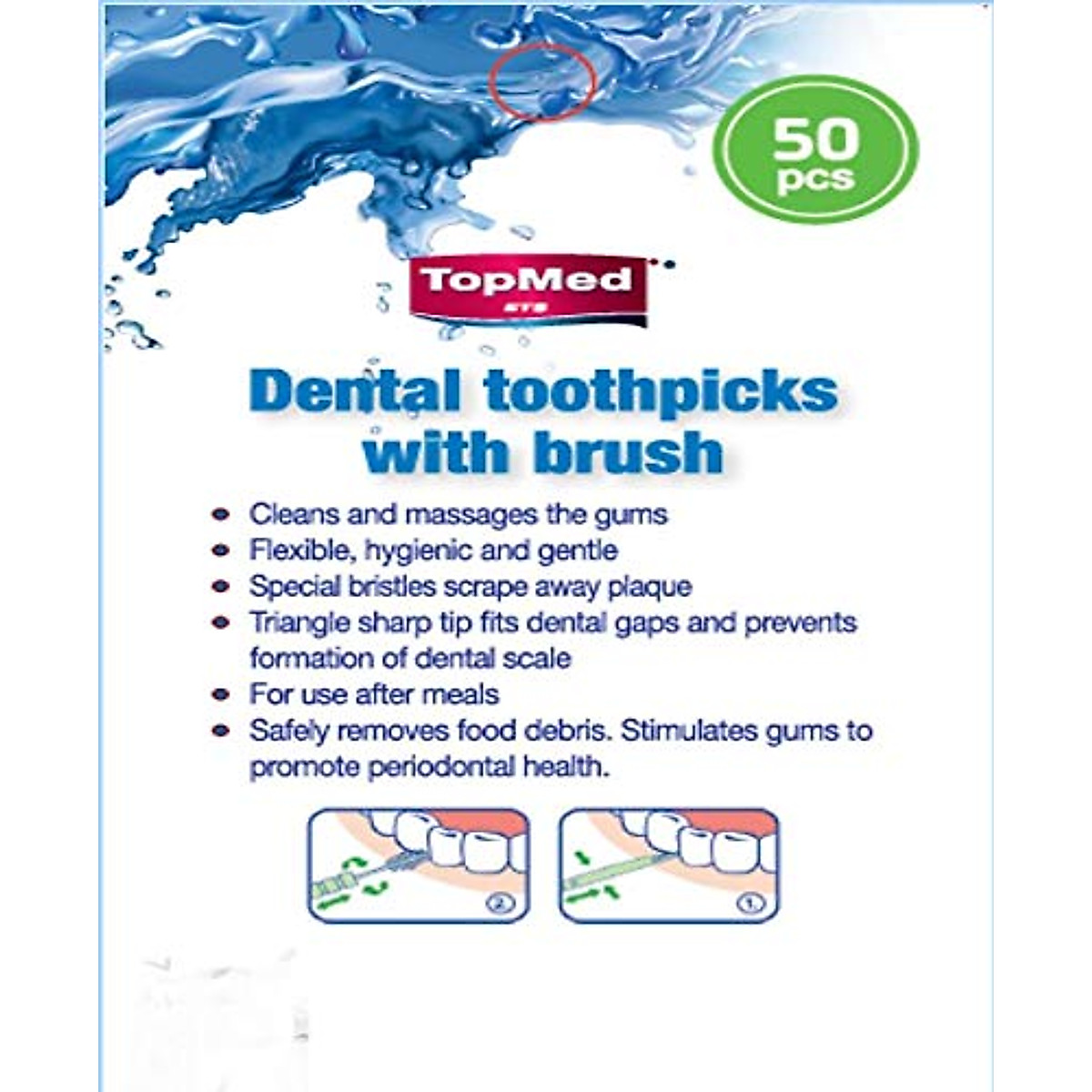 TOPMED ETS Oral Care Dental Brush Teeth Pick Plastic Teeth Floss Toothpick with a Mirror 200 Count (4 Box X 50 Units) Color May Vary