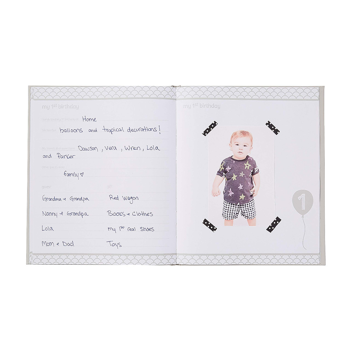 Tiny Ideas Polka Dot Baby Memory Book, Grey