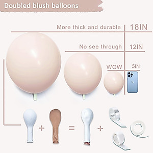 Double Stuffed Blush Balloons Different Sizes 18In 12In 5In Nude Balloon Garland Kit Pastel Cream Peach Latex Balloon Arch For Birthday Wedding Baby Bridal Shower Gender Reveal Bachelorette Supply