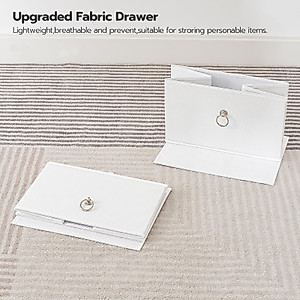 HOOBRO Nightstand, 2 Drawer Dresser for Bedroom, Small Night Stand, Bedside Furniture, End Tables with Fabric Drawer, Side Table for Bedroom, Dorm, White WT82BZ01