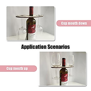 NeDengGHY Wine Rack with Glass Holder Natural Wood Wine Bottle and Glass Holder Handmade Wooden Counter Stand for Wine Two Glasses and Bottle