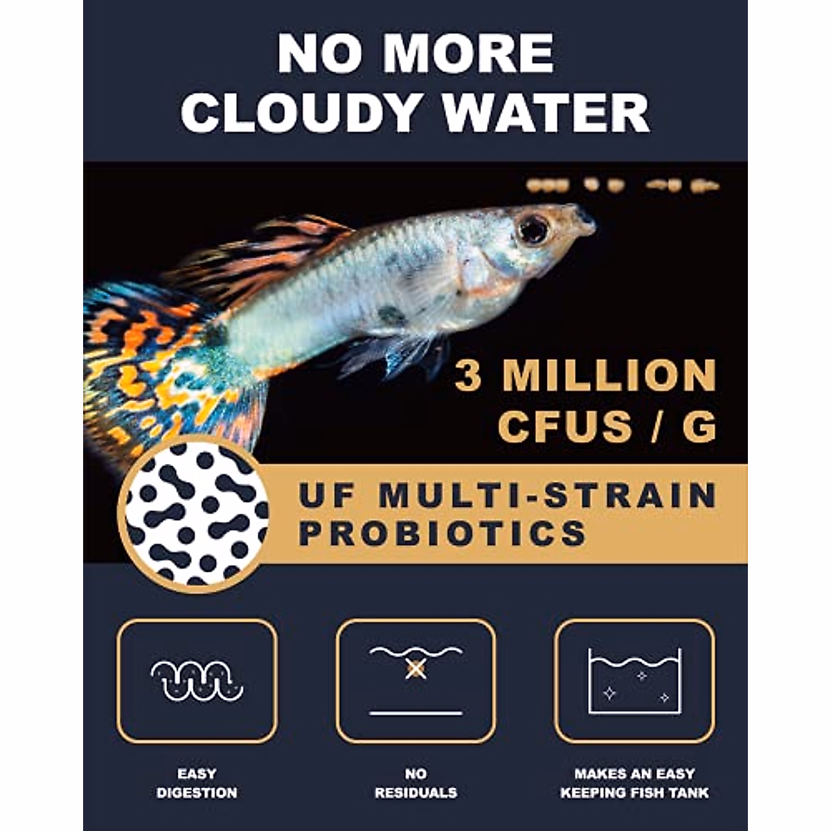 Ultra Fresh Royal Guppy Mignon Pellet, All Natural Guppy Food, Sword Prawns, Spirulina, Highly Nutritious, for Cleaner Water and More Vibrant Color 1.87 oz