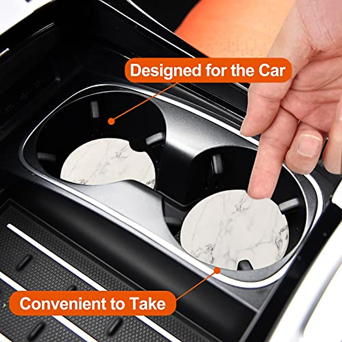 2 Pcs Absorbent Car Coasters White Marble Car Coaster Cup Holder Coasters Thirstystone Ceramic Cupholder Coaster Gray Cute Car Coasters Stone Car Drink Coasters