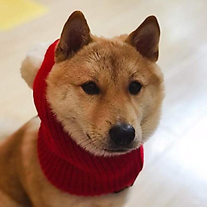 POPETPOP Funny Cat Dog Christmas Hat - Adorable Pet Christmas Outfits for Dogs - Cute Knit Winter Warmer Snood Pet Headwear - Pet Party Accessories (Red, Size M)