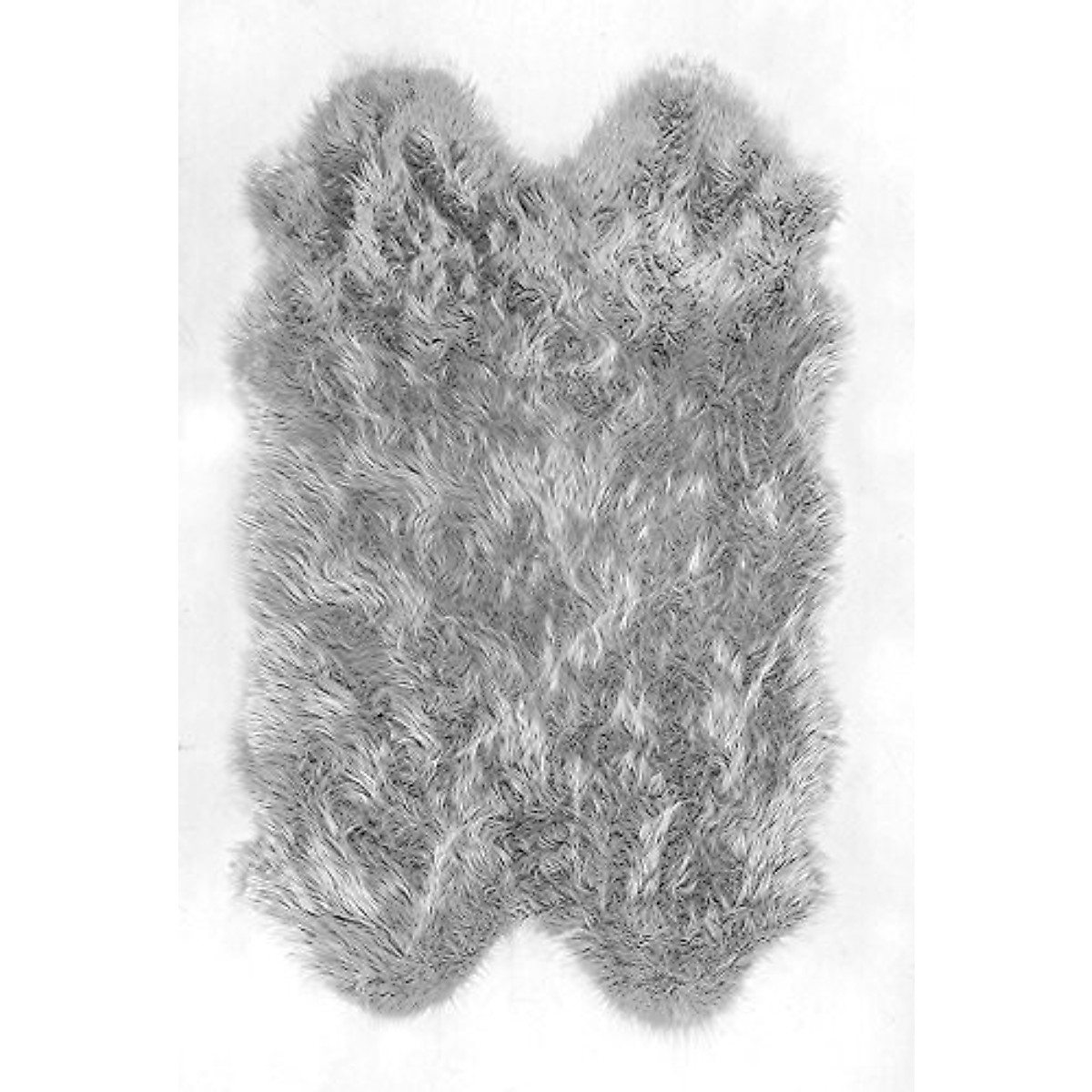 nuLOOM Fluffy Faux Sheepskin Quarto Shag Area Rug, 3' 6" x 6', Light Grey