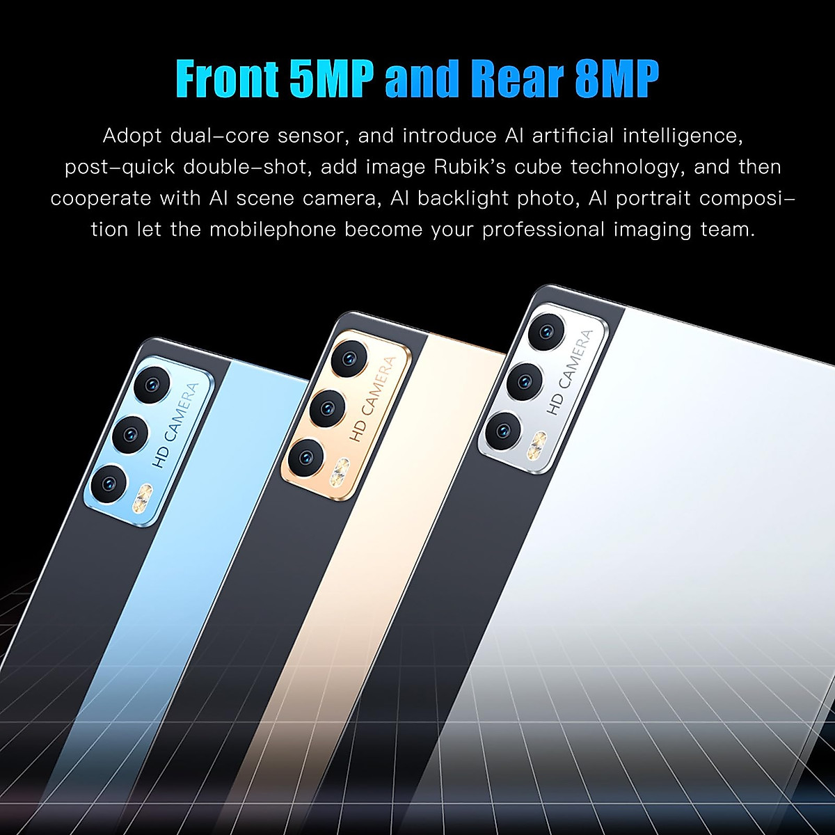 GLOGLOW Tablet PC, 100-240V 4G RAM 128G ROM 10 Inch IPS Screen Tablet for Home for Travel (White)