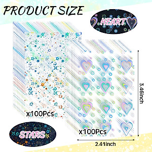 200 Pcs Holographic Card Sleeves Include 100 Pcs Love Heart Shape and 100 Pcs Little Star Laser Flashing Card Sleeves Trading Cards Film Kpop Card Protector Holographic Foil Protective Cover