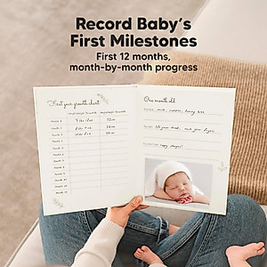 Baby Memory Book First 5 Years Journal - Modern Baby Milestone Book Hardcover 66 Pages, Baby’s First Year Book, Baby Book for Boys,Girls,Baby Photo Albums,Baby Scrapbook Album(Alpine White)