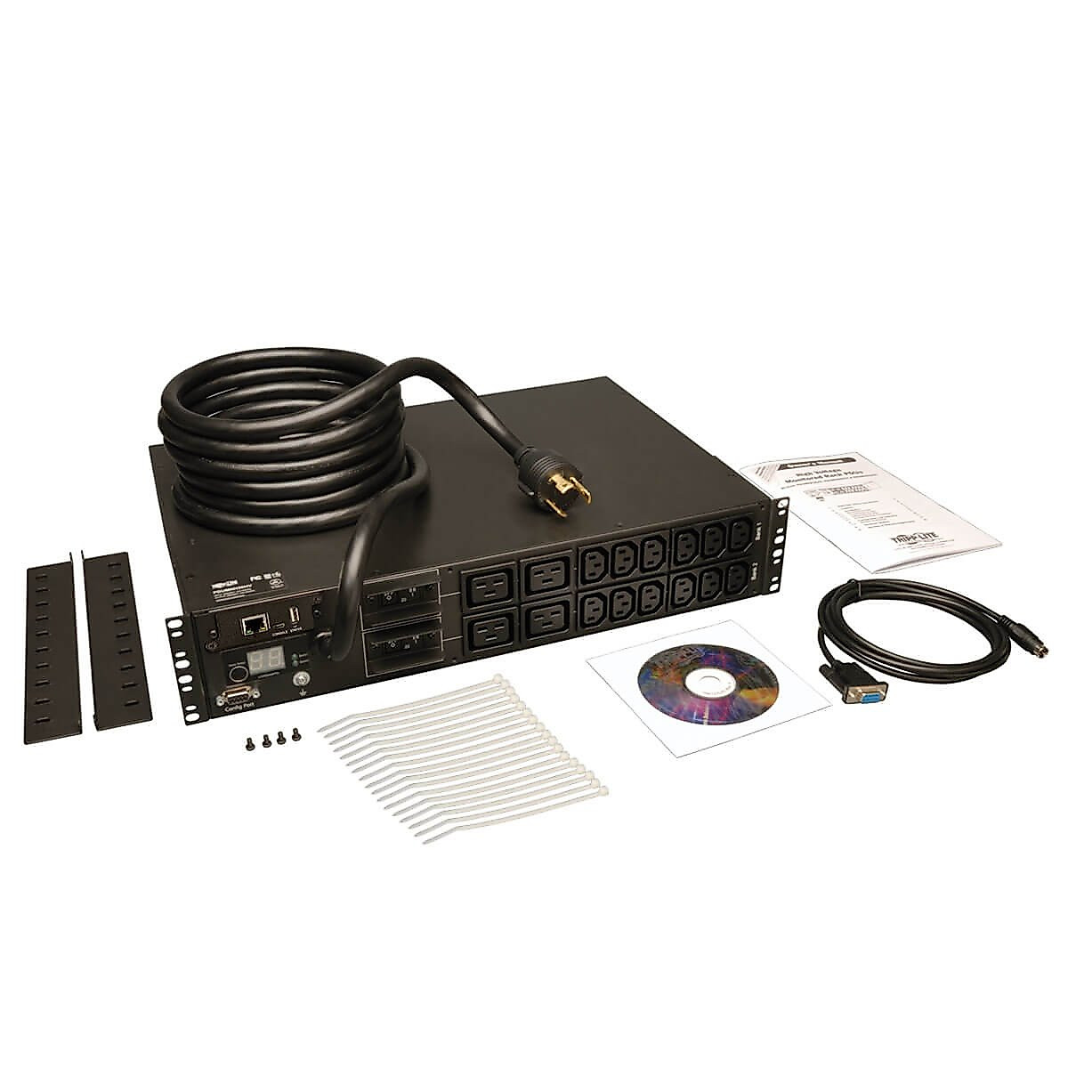 Tripp Lite Monitored PDU, 30A, 16 Outlets (12-C13 and 4-C19), 208/240V, L6-30P, 12 ft. Cord, 2U Rack-Mount Power (PDUMNH30HV),Black