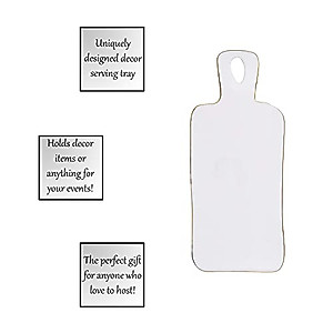 Santa Barbara Design Studio Table Sugar Ceramic Cheese Tray, 5.5" x 13", White/Gold