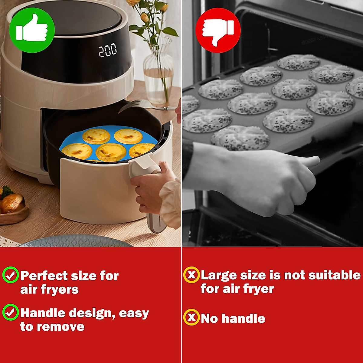 XANGNIER Silicone Muffin Pan for 3QT-5QT Air Fryer,2 Pcs Cupcake Tray Baking Mold,Reusable Non-stick Air Fryer Baking Pan,Air Fryer Accessories