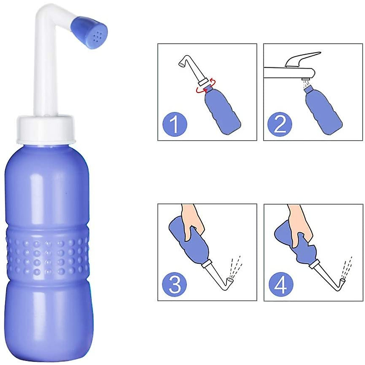Portable Bidet Bottle for Travel Personal Hygiene Care Manual Bidet (11in), Blue