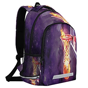 YoCosy Purple Galaxy Star Sport Basketball Backpack School Bookbag Laptop Purse Casual Daypack for Teen Girls Women Boys Men College Travel