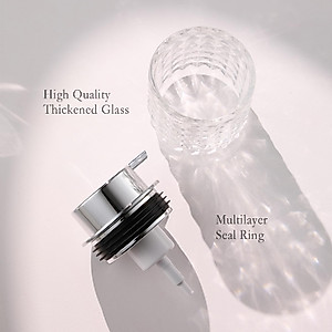 CICUFY Foaming Hand Soap Dispenser, Glass Foam Soap Dispenser or Lotion Dispenser for Kitchen & Bathroom Refillable Clear Glass Liquid soap Dispenser with Large Silver Pump-1 Pack