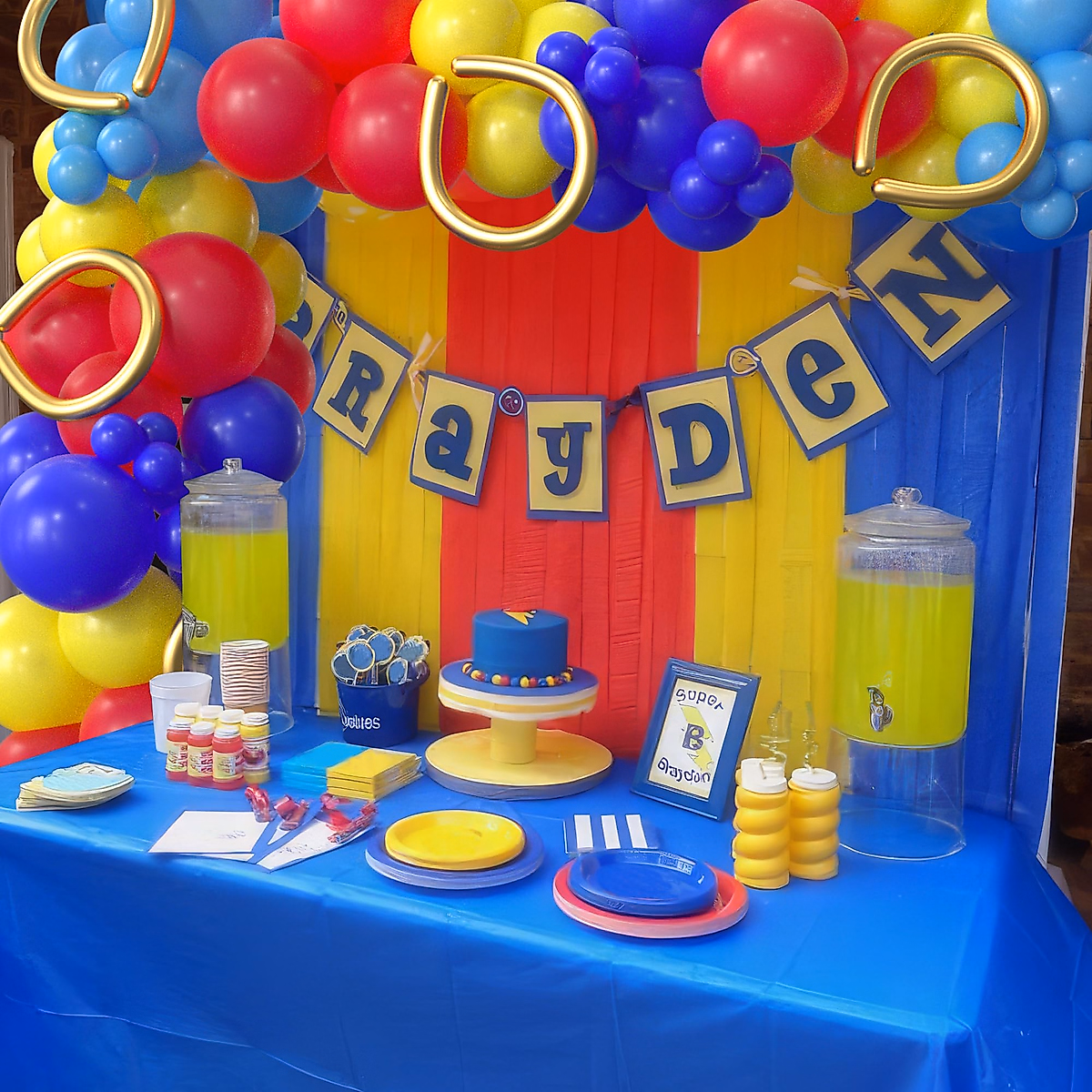 HYOWCHI Cartoon Hedgehog Birthday Party Supplies - 128 Pcs Blue Theme Hedgehog Balloon Arch Kit, Red Blue Yellow Latex Balloon Garland Arch For Cartoon Hedgehog Birthday Baby Shower Decorations