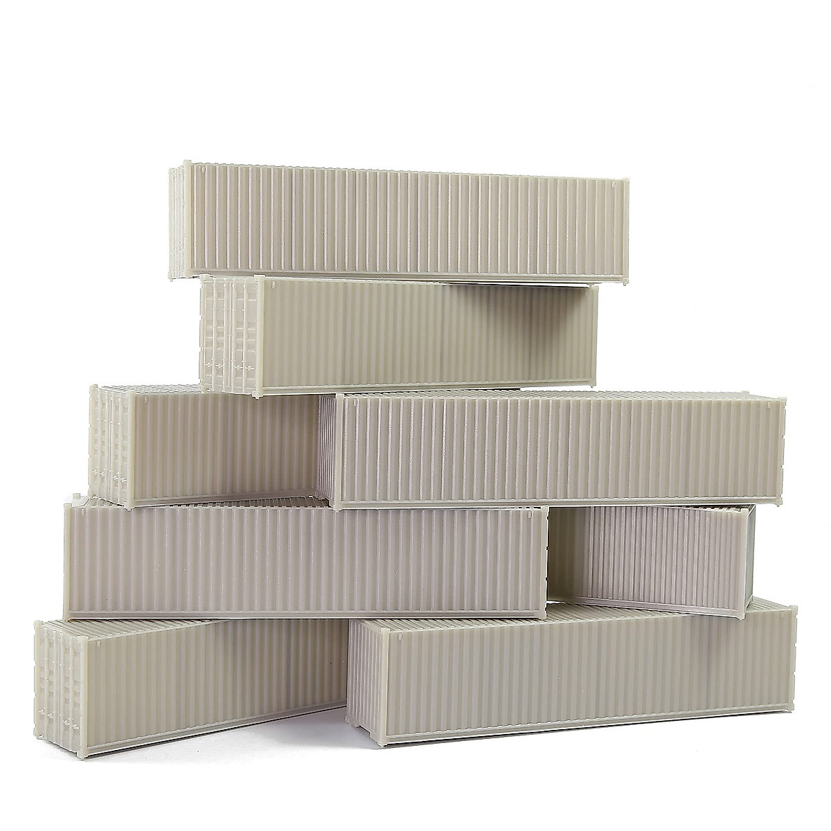 Evemodel C8740JJ 9pcs HO Scale 1:87 Shipping Container Blank Uncolored Cargo Box (40ft (9pcs))