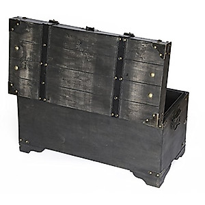 Vintiquewise Distressed Black Medium Wooden Storage Trunk