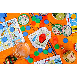 Loteria Mexican Bingo Game Kit - Loteria Bingo Game for 20 Players - Includes 1 Deck of Cards and Boards - with 100 Bingo Chips - for The Entire Family - Great for Learning Spanish.