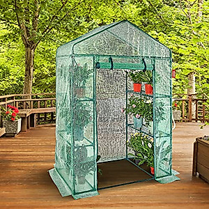 VEVOR Walk-in Green House, 55.5 x 29.3 x 80.7 inch, Portable Greenhouse with Shelves, High Strength PE Cover with Roll-up Zipper Door and Steel Frame, Set Up in Minutes, for Planting and Storage