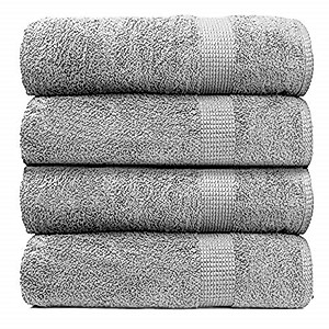 LANE LINEN Bath Sheets Bathroom Towel Set- 4 Pack 100% Cotton Extra Large Bath Towels, Grey Oversized Bath Towels, Bath Towels, Shower Towels Bath Towel Sets for Bathroom - 35x66