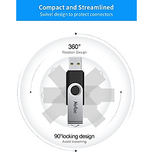 Netac 128GB USB Stick USB 3.0 Flash Drive, Up to 90MB/s, Thumb Drive for Data Storage, Pen Drive with Swivel Design, Memory Stick for External Storage Data/Computer/PC/Laptop/Sound