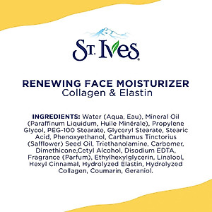 St. Ives Moisturizer Collagen and Elastin Facial Moisturizer Renewing Paraben Free, Dermatologist Tested, Cruelty Free 10 oz