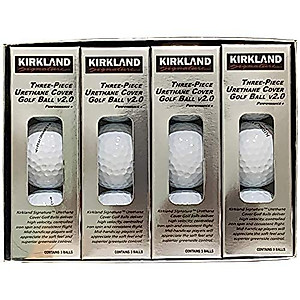 Kirkland Signature Three-Piece Urethane Cover Golf Ball v2.0, 1 Dozen, 12 Count, White