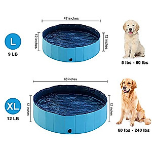 Foldable Dog Pool for Large Dogs - KizmetKare Portable Kiddie Pool Plastic Pet Bath Tub, Outdoor Dog Swimming Pool (XL - 63" X12")