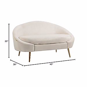 ZOBIDO Velvet Couch Modern Loveseat Sofa Twin Size Contemporary Sofas Upholstered Couch with Contemporary Velvet Upholstered Sofa Couch for Living Room and Bedroom(White)