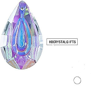 HDCRYSTALGIFTS Suncatcher Crystal 50mm AB Loquat Shape Chandelier Parts Drops Prisms Hanging Pendants 50mm,Pack of 12