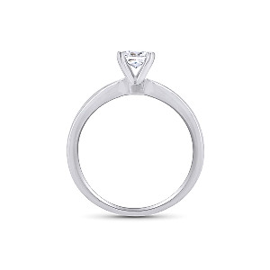 Jewel Zone US Princess Cut White Cubic Zirconia Anniversary Solitaire Ring in 14k White Gold Over Sterling Silver (0.5 Carat)