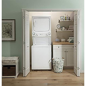 GE GUD27EESNWW 27" Electric Laundry Center with 3.8 cu. ft. Washer Capacity and 5.9 cy. ft. Dryer Capacity in White