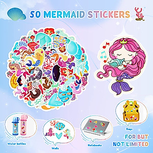 126 Pcs Mermaid Party Favors for Kids, Mermaid Themed Birthday Party Supplies Toys, Mermaid Goodie Bag Pinata Fillers Slap Bracelet Stickers Keychain Necklace Ring Puzzle Gifts for Classroom Prizes