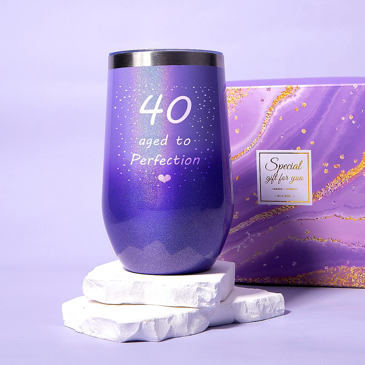 40th Birthday Gifts Women, 40th Birthday Gift Set for Women, Purple, 40th Happy Birthday Gifts for Women, Idea 40th Gift Set for Best Friends Female Women Sister Mom Aunt Wife Coworker Bestie BFF