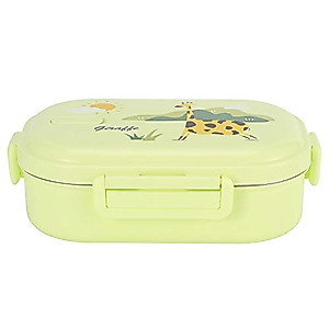 Insulated Lunch Box Leak-Proof Stainless Steel Bento Box Kids Lunch Box Children Container (Solid green-giraffe)