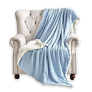 FY FIBER HOUSE Fleece Throw Blankets Thick Sherpa Blanket Soft Throws Plush Cozy Baby Chenille Throw Blanket for Sofa - 50x60 Inches, Blue