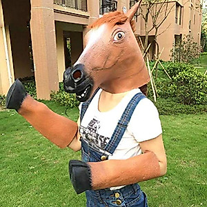 Amosfun Halloween Latex Rubber Horse Hooves Gloves Animal Glove Halloween Party Adult Costume Props (Light Brown) Party Favors