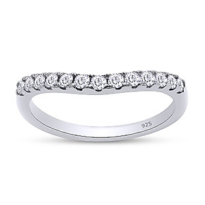 SAVEARTH DIAMONDS Moissanite Wedding Band 0.50ct D Color VVS1 Lab Created Diamond Half Eternity Curved Wedding Band 14K White Gold Over Sterling Silver Guard Enhancer Wedding Rings for Women -5.5