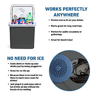 K-Box Electric Cooler and Warmer for Car and Home - 34 Quart (32 Liter) - Dual 110V AC House and 12V DC Vehicle Plugs (Grey)