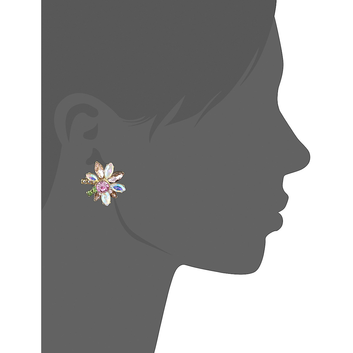 Betsey Johnson Mixed Stone Flower Stud Earrings