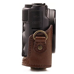 MegaGear MG1174 Canon PowerShot SX740 HS, SX730 HS Ever Ready Leather Camera Case with Strap - Dark Brown