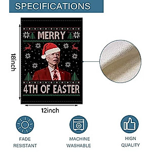 Happy Christmas Flag Merry 4th Of Easter Funny Joe Biden Christmas Flag For Happy Christmas Double Sided Vertical 12.5 x 18 Inch for Seasonal Holiday Yard Decorations