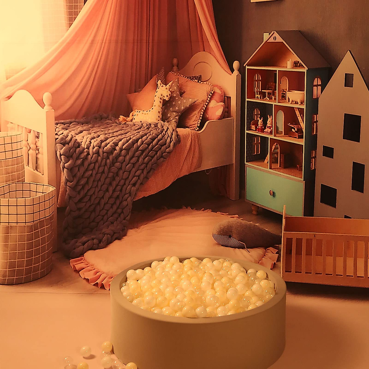 GOGOSO Ball Pit Balls 100 - Soft Plastic Balls for Babies Toddlers Kids Children with Storage Bag for 1 2 3 Years Old, 3 Colors (100 Balls) White Beige Transparent