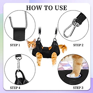 PatiencET Cat Grooming Hammock Pet Hammock Cat Nail Clipper Hammock for Nail Trimming Dog Sling for Nail Clipping Dog Hanging Harness (Black XS)
