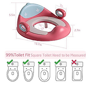 Potty Training Seat with Soft PU Cushion Handles Backrest Splash Guard for Toddlers Kids Boys Girls (pink)