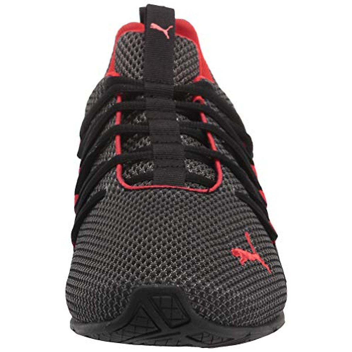 PUMA mens Axelion Running Shoe, Black/High Risk Red, 10.5 US